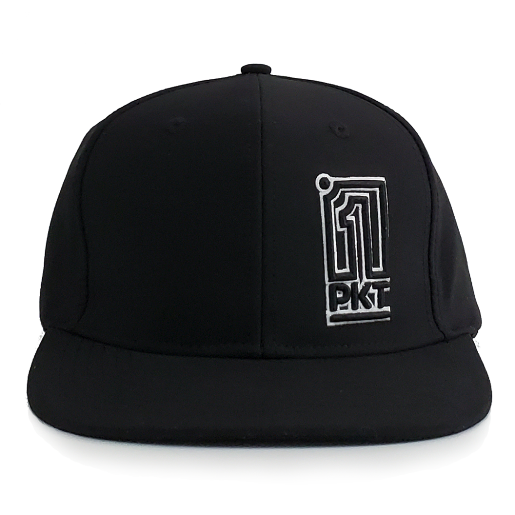1PKT Black Stretch Fit Flat Bill Hat – 1PKT